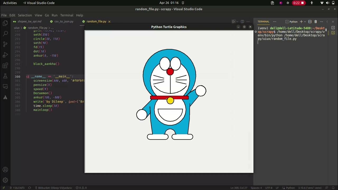 Drawing Doremon Using Python Turtle Package Youtube