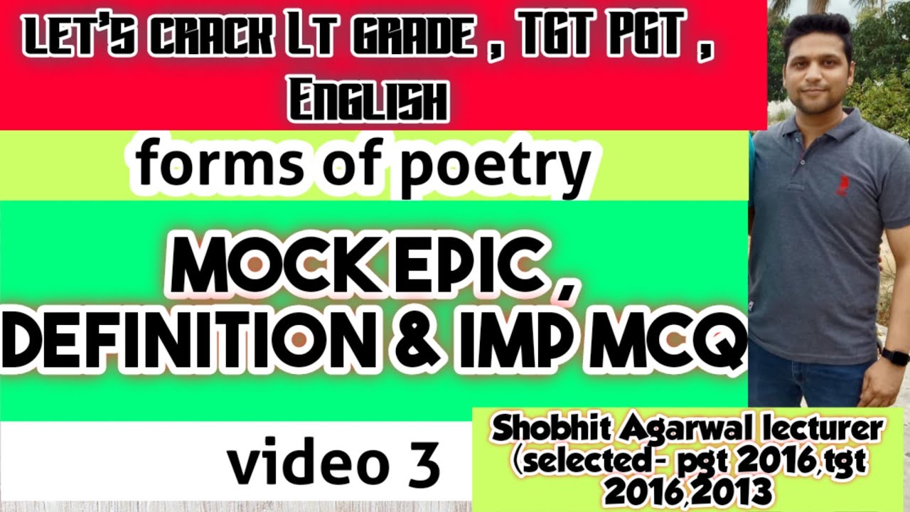video 3, forms of poetry ll MOCK EPIC definition, origin ll IMP MCQ ll ...