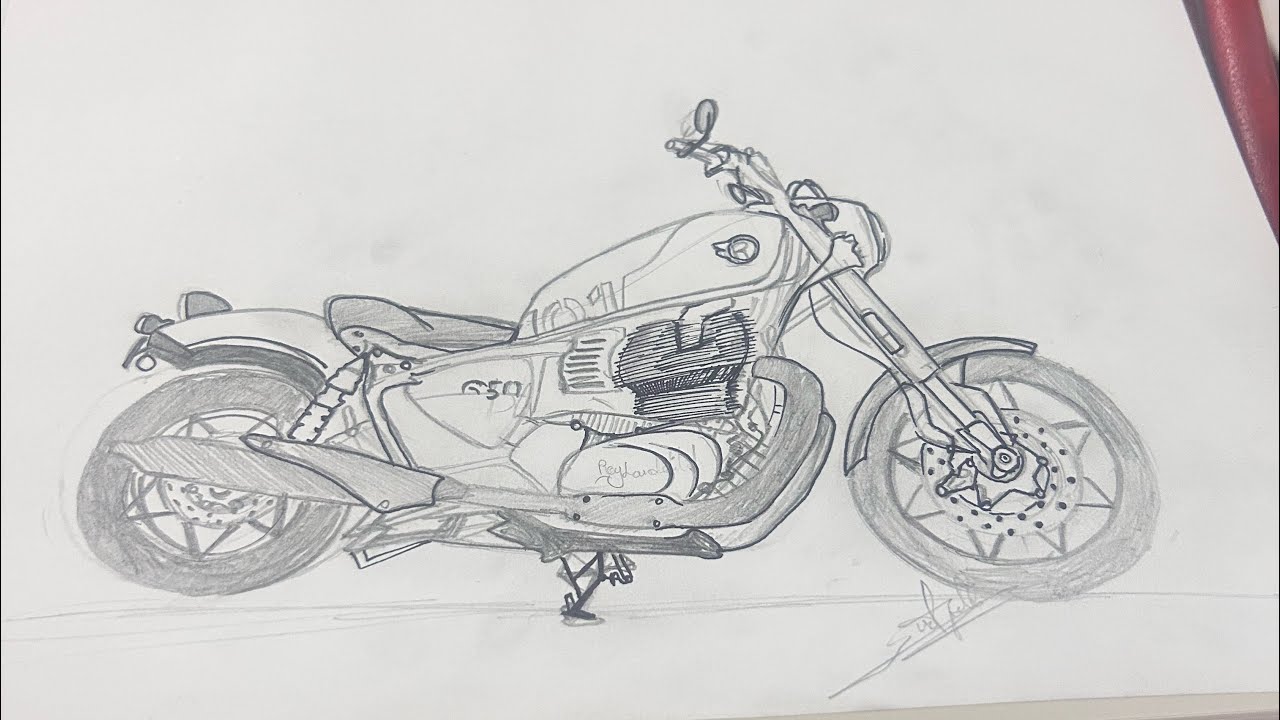 How to draw Royal Enfield bike #Shorts #Handmade #bike drawing # ...