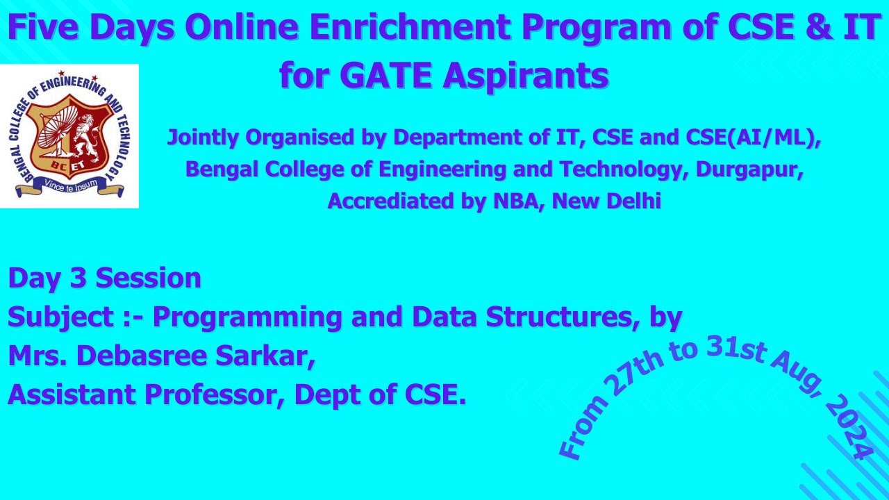 Student Enrichment Program for GATE CS/IT : Day 3 - YouTube