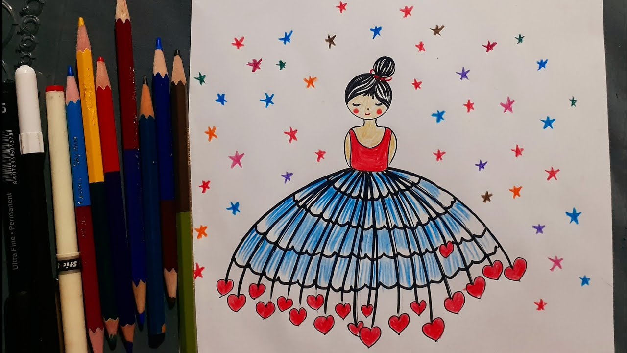 Beautiful bribe doll very easy drawing step by step with pencil colour ...