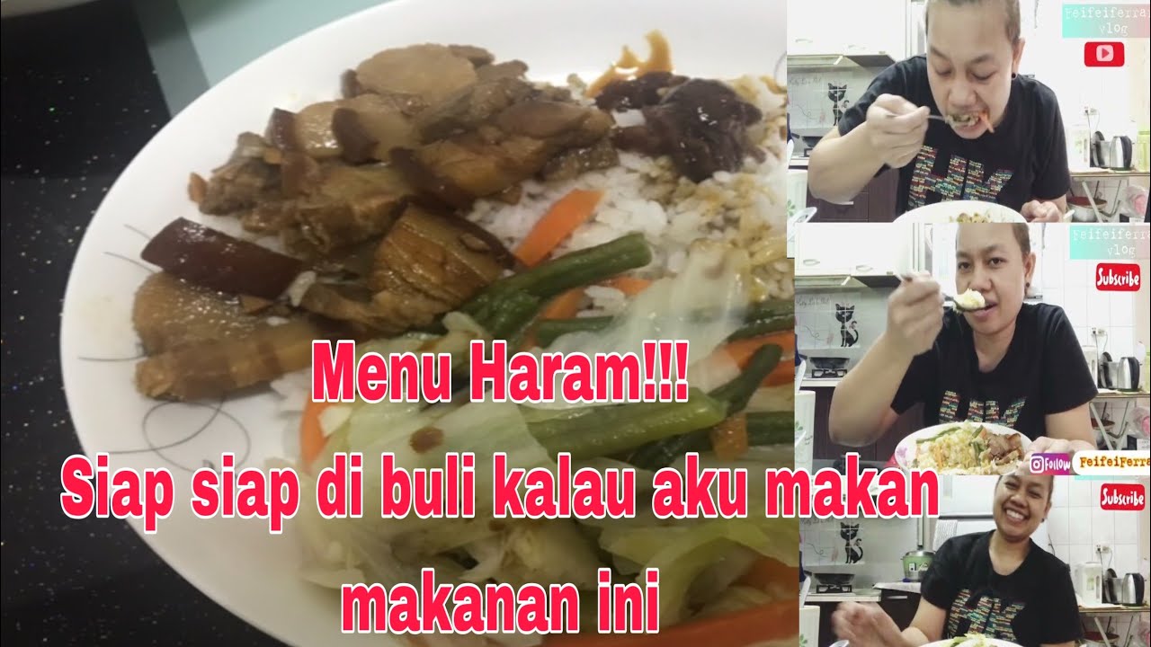 Tkw Taiwan makan daging Haram,Babi haram aku ya harus tetap makan, gpp ...