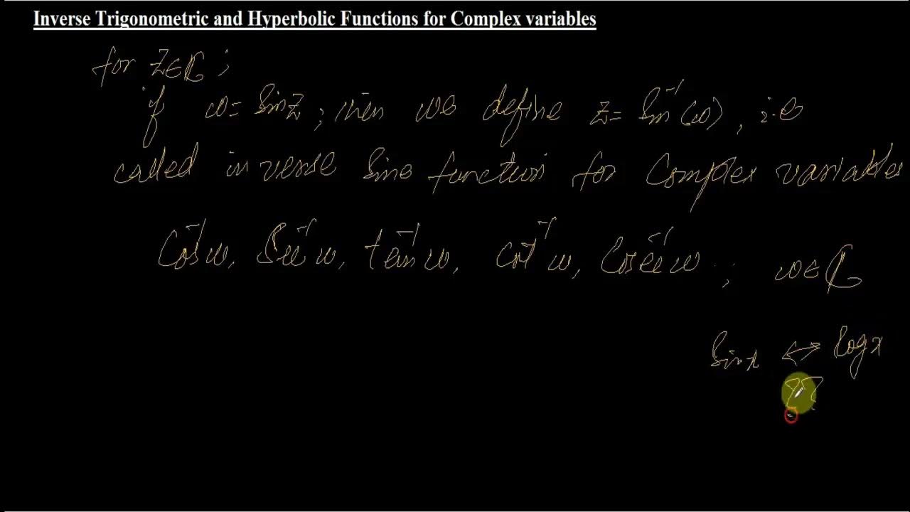 #MTH403 Lecture 10 Part 4 (Inverse Trigonometric and Hyperbolic functions for Complex Variables ...
