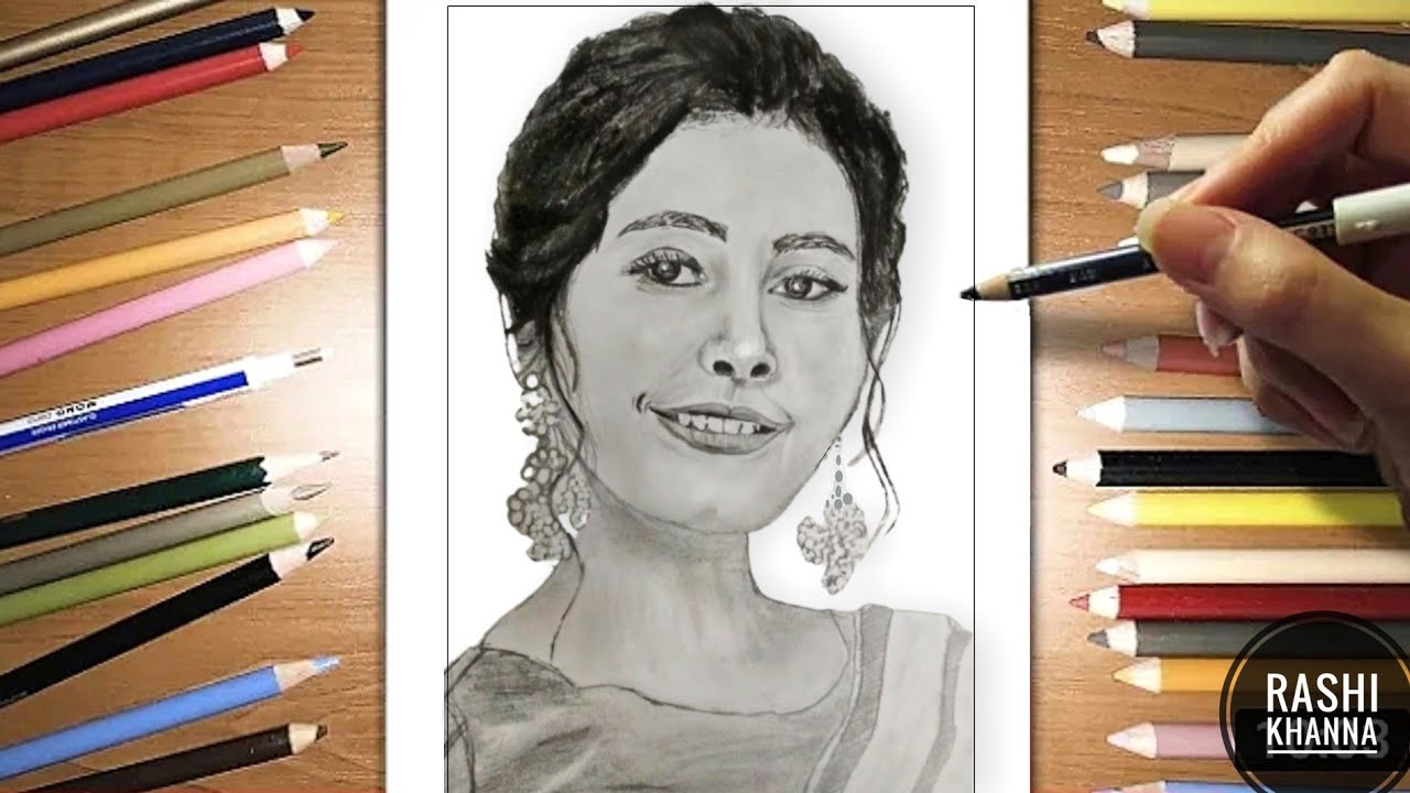 Rashi khanna drawing/Realistic drawing of rashi khanna/Rashi khanna ...