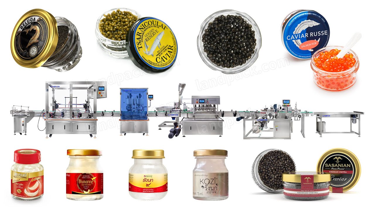 Automatic Caviar Tahini Chutney Jar Filling Capping Labeling Machine ...