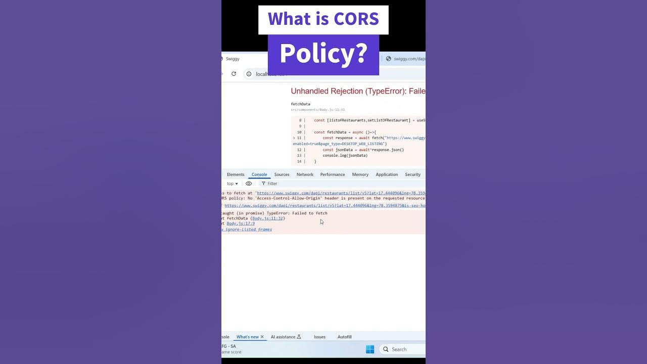 What is CORS Policy? #reactjs #coding #javascriptinterview # ...