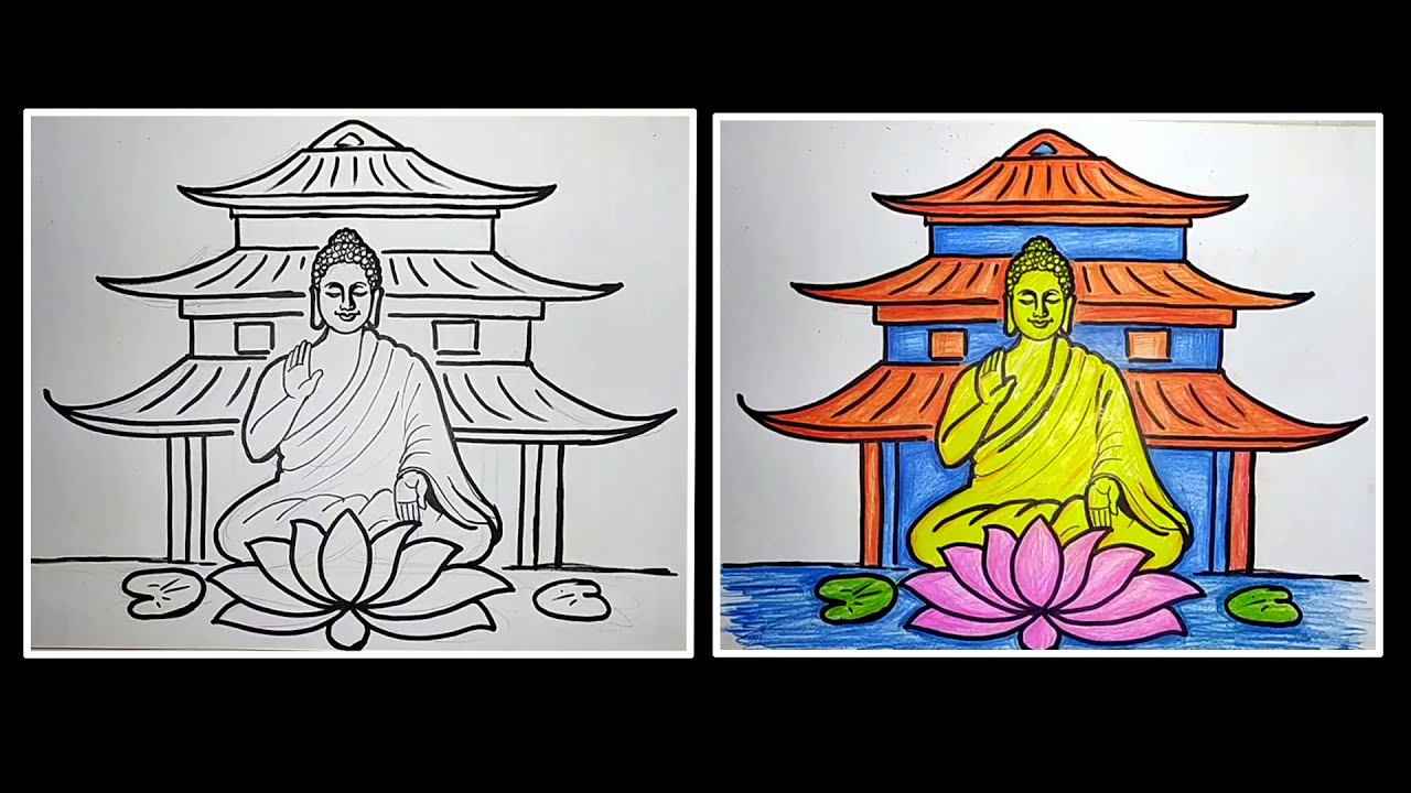 Sikkim drawing / Sikkim Culture Drawing / Buddha Color drawing / lord ...