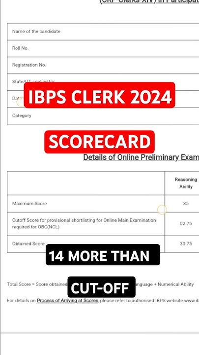 Ibps Clerk 2024 Score Card | Ibps Clerk Scorecard First Attempt |#ibpsclerk2024 #ibpspomains2024 ...