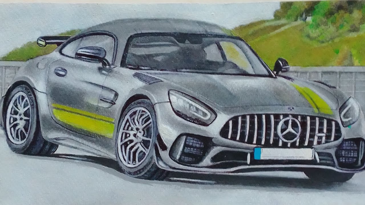 Realistic drawing # Mercedes Benz amg gtr - YouTube