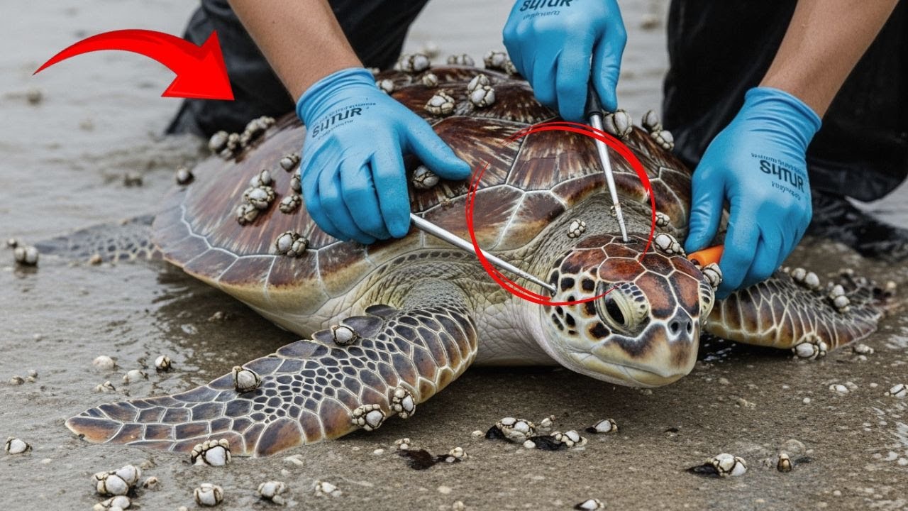 Sea Turtle Rescue - Watch as Barnacles Are Carefully Removed - YouTube