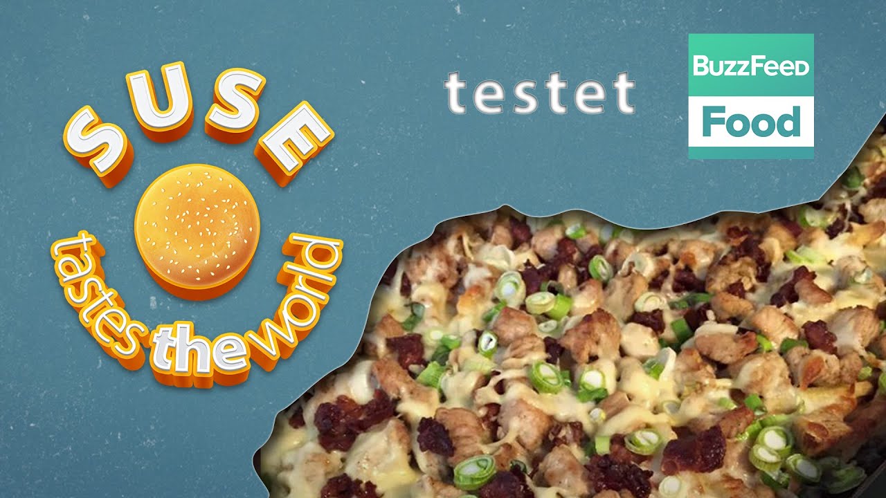 Suse tastes BuzzFeed Food | Chicken Bacon Fries - YouTube