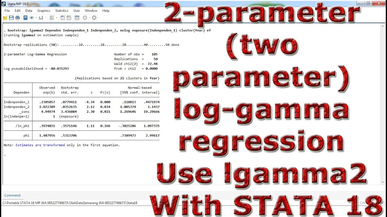 2-parameter (two parameter) log-gamma regression Use lgamma2 With STATA 18 - YouTube