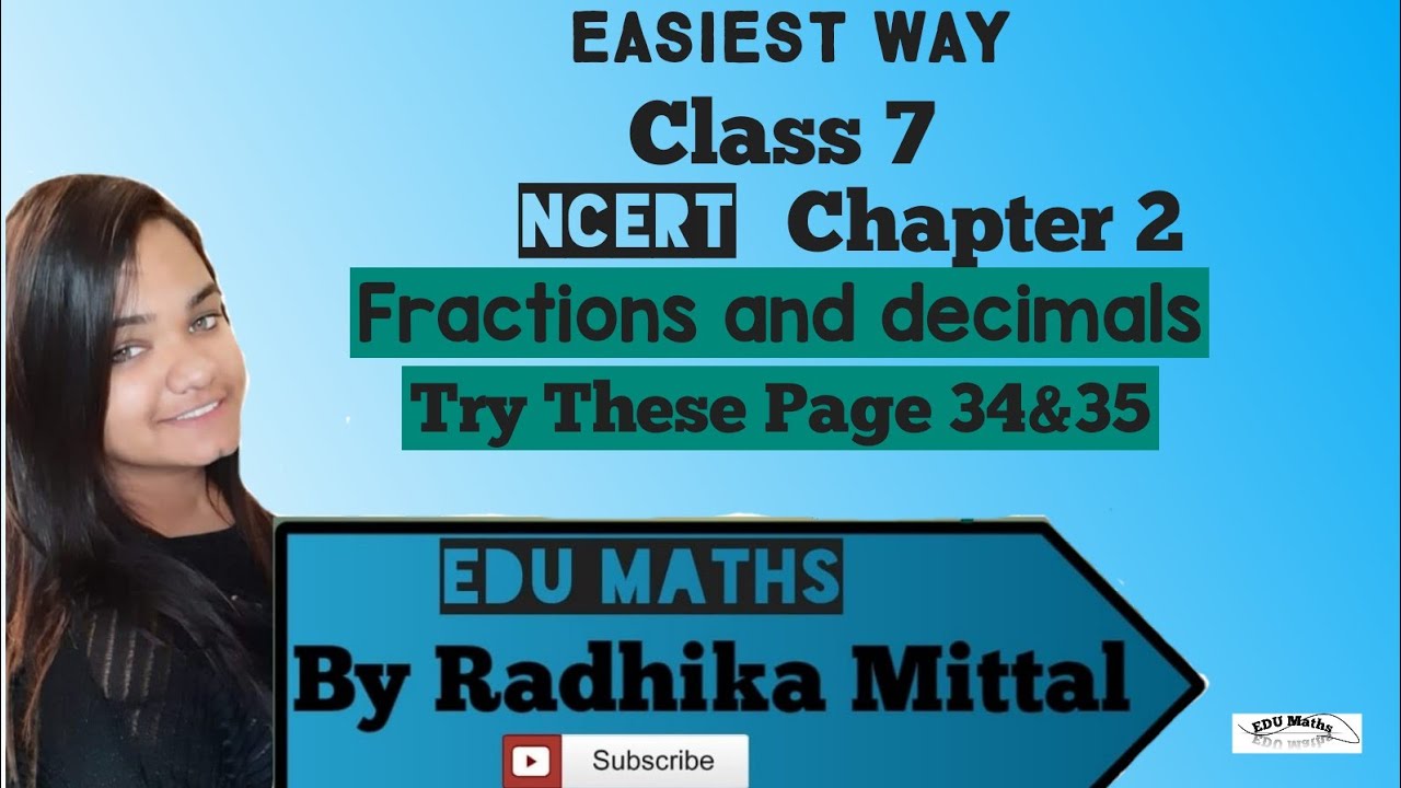 Try These Page 34 & 35- Chapter 2- Fractions And Decimals ||Class 7 ...