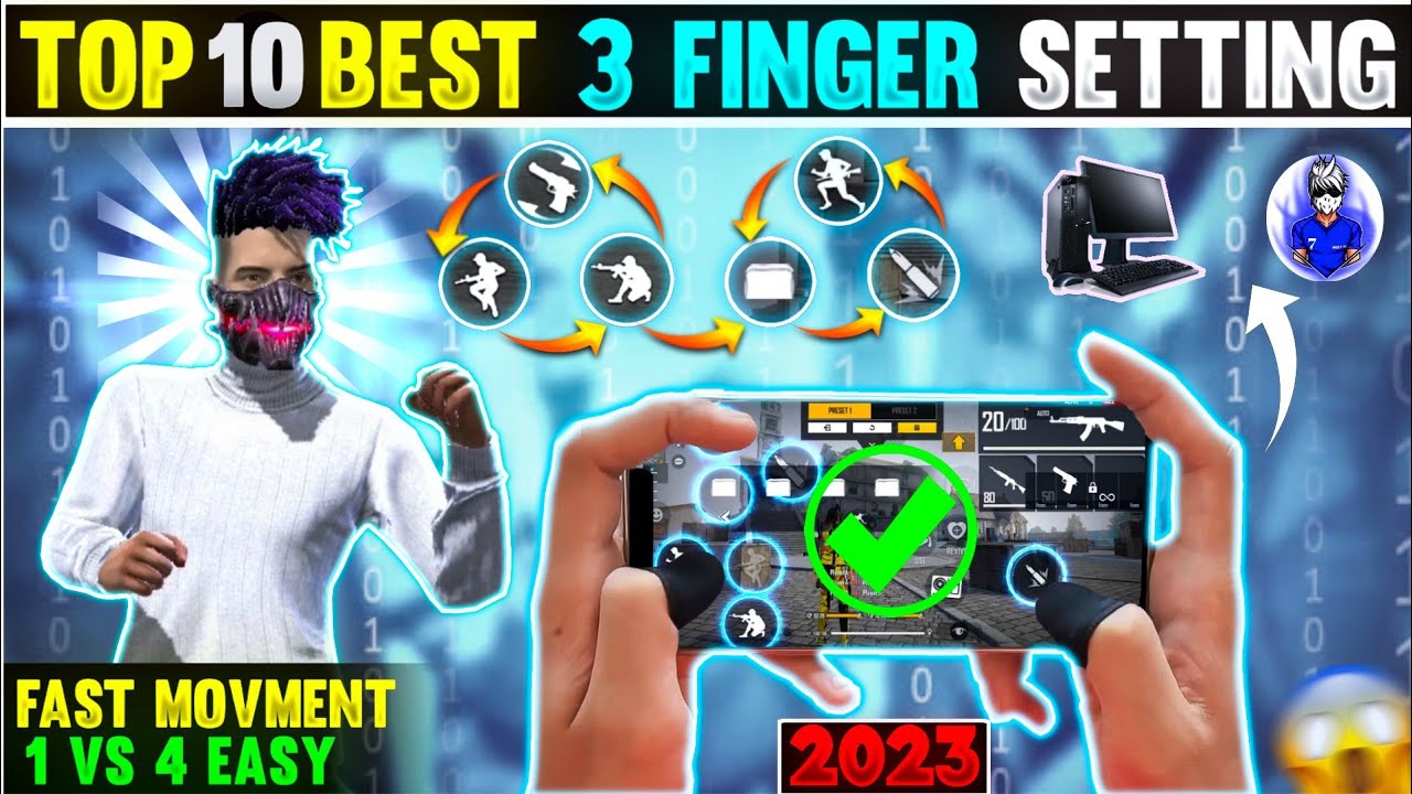 Top 10 Best 3 FINGER Custom Hud Free fire😈 (MOVMENT+HEADSHOT)😎 Best ...