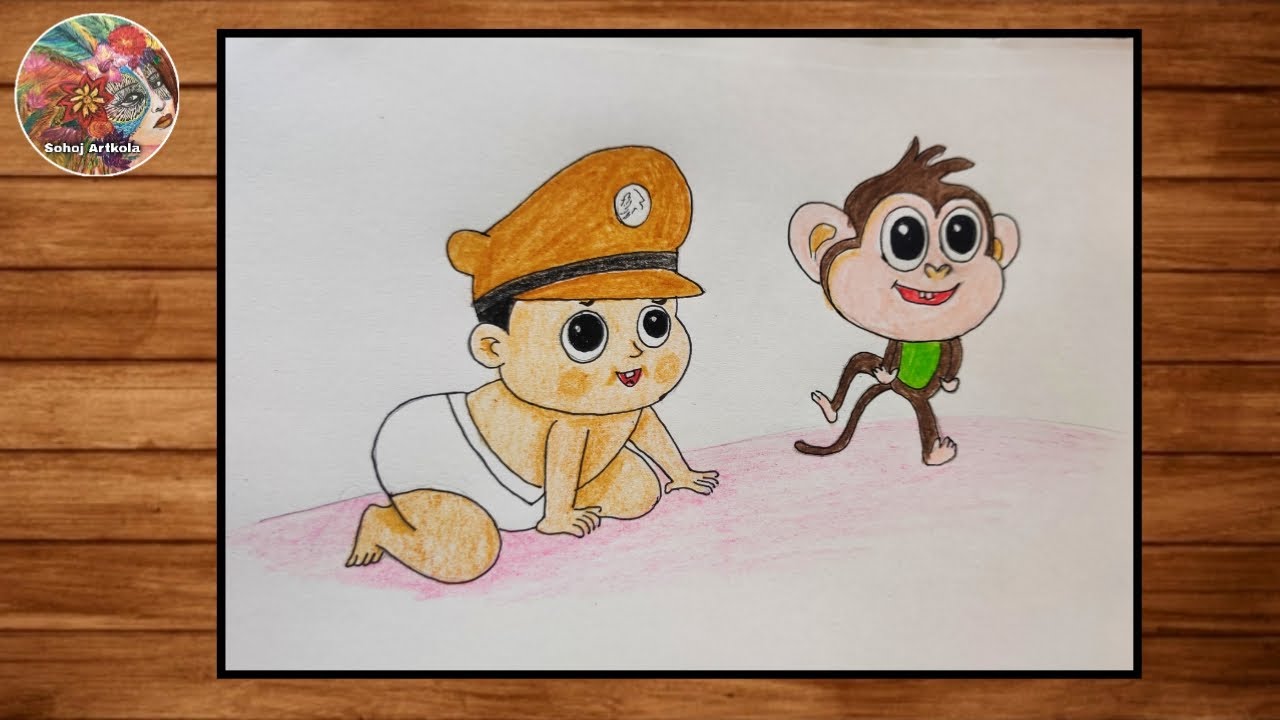 How To Draw Baby Little Singham And Chikki Step By Step Tutorial | Pogo ...