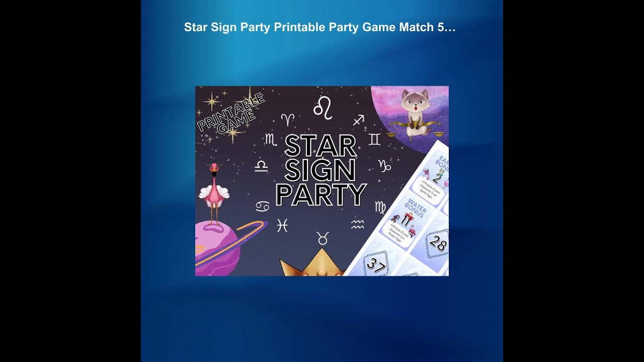 Star Sign Party Printable Party Game Match 5 Bingo Twist - YouTube