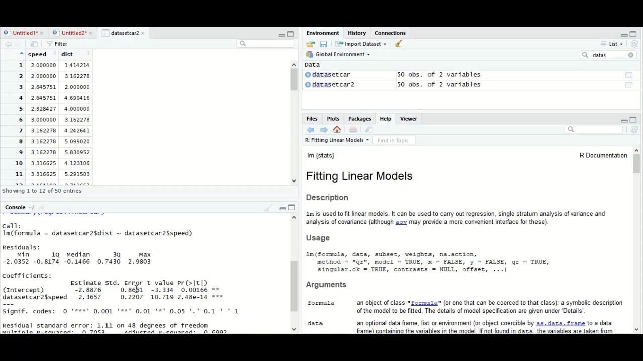 Regresi linear pada program R - YouTube