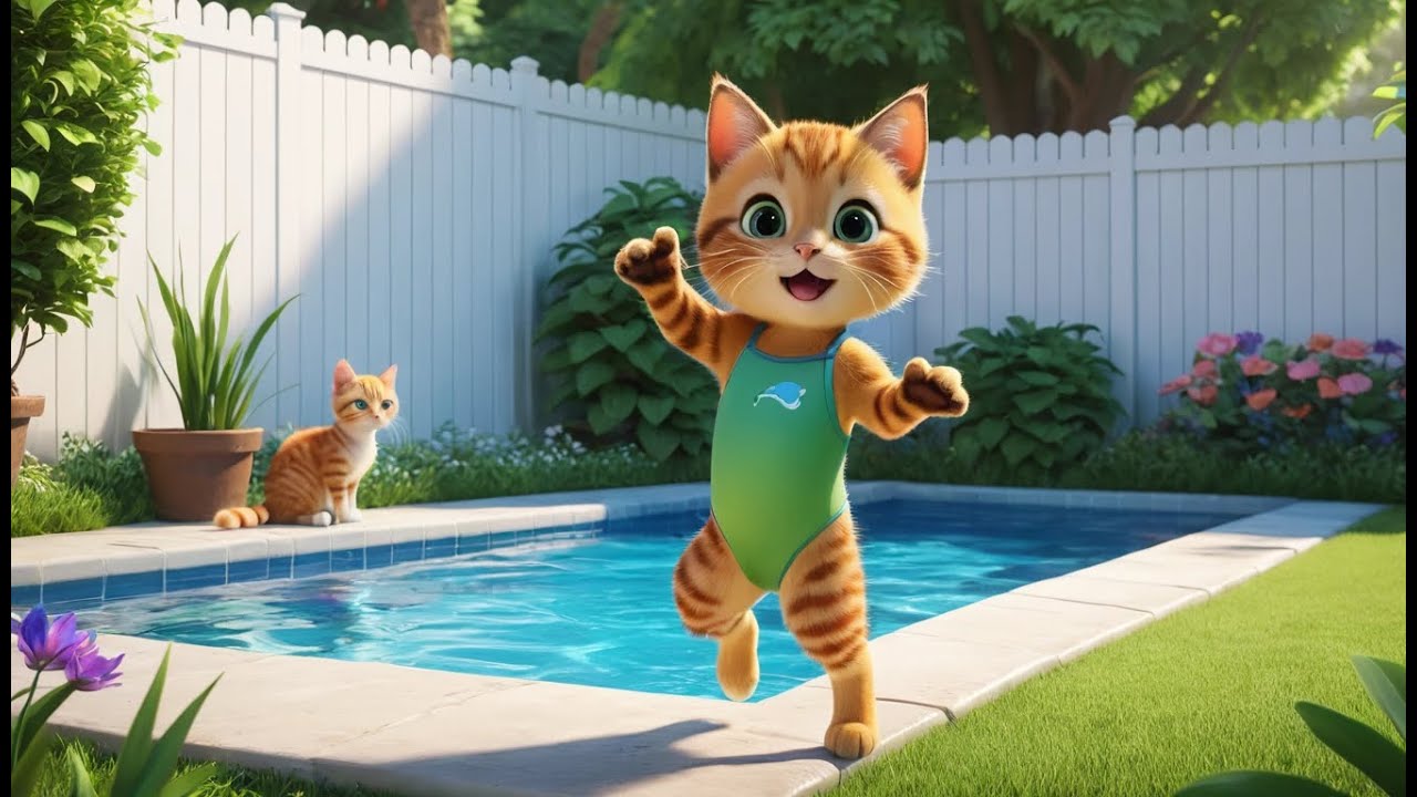 Six Little Kittens Jumping in the Pool | Fun Kitten Song for Kids ...