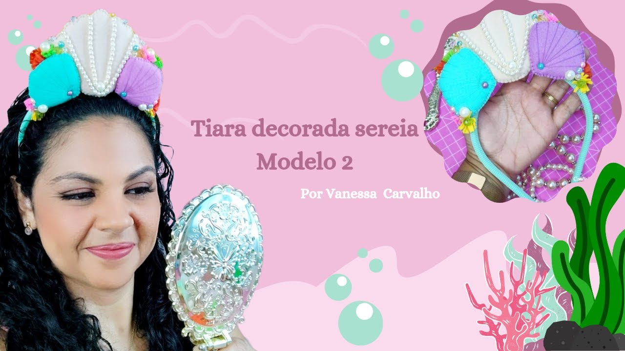 MOLDE GRATUITO - Tiara/arco decorado Sereia modelo 2 - feltro - YouTube