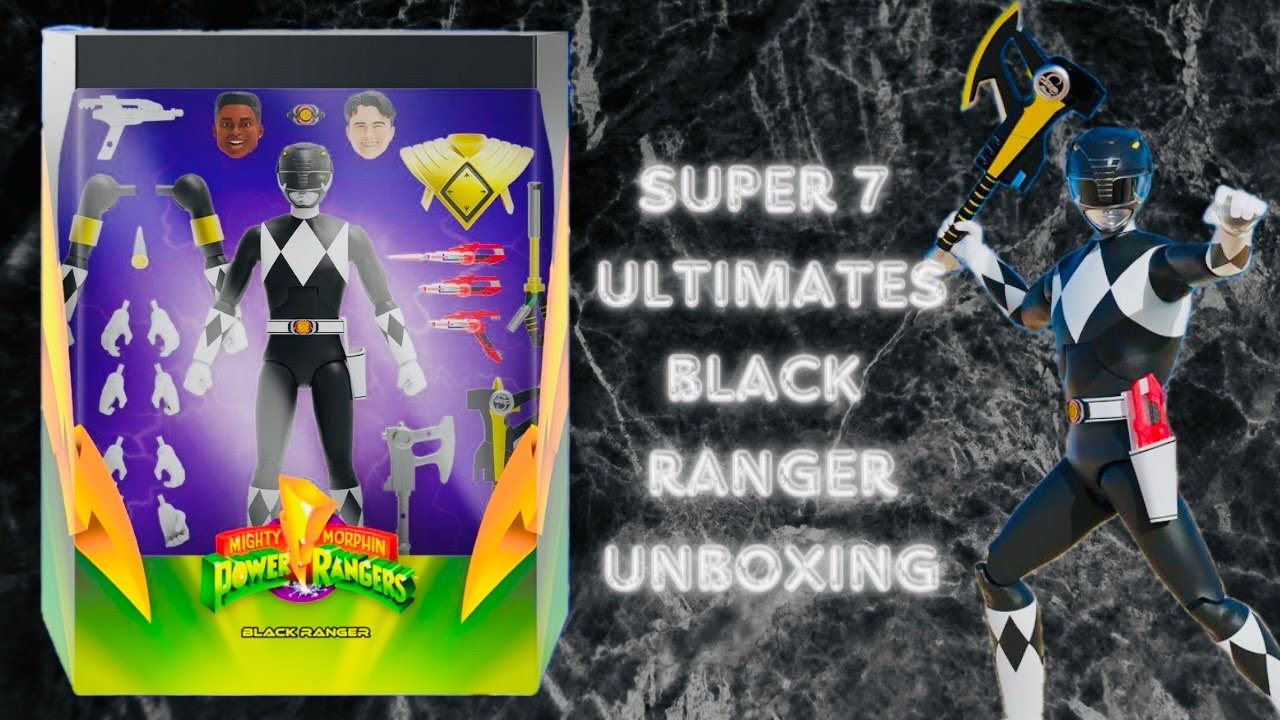 Super 7 Ultimates MMPR Black Ranger Unboxing - Review - YouTube