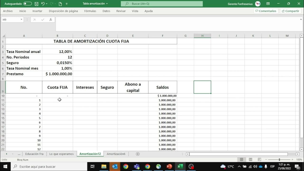 Elaborar tabla de amortización - YouTube