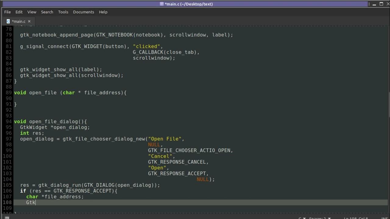 GTK 3 GUI in C pt 6 FileChooserDialog - YouTube