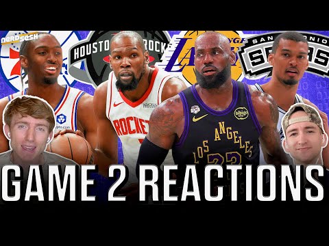 Game 2 Reactions: LeBron & Lakers TAKE DOWN KD & Rockets, 76ers UPSET Celtics, Wemby HURT | NerdSesh