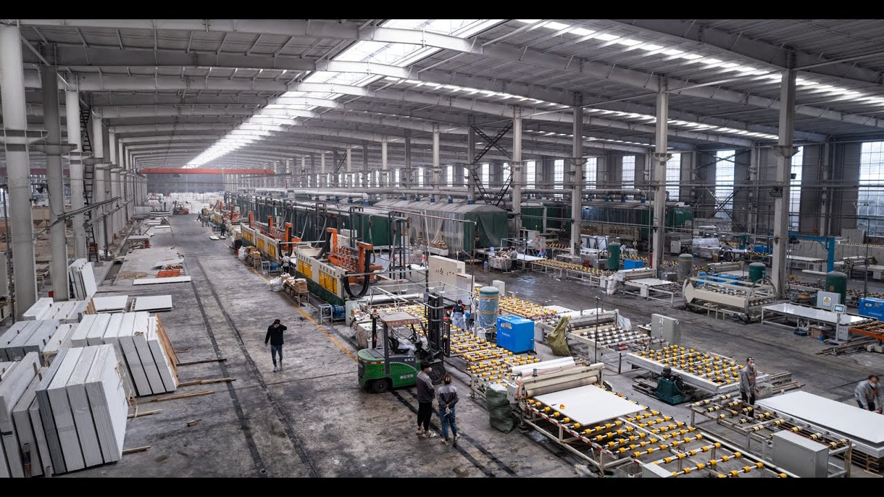 Quartz Stone Slabs Factory Glimpse - Horizon - YouTube