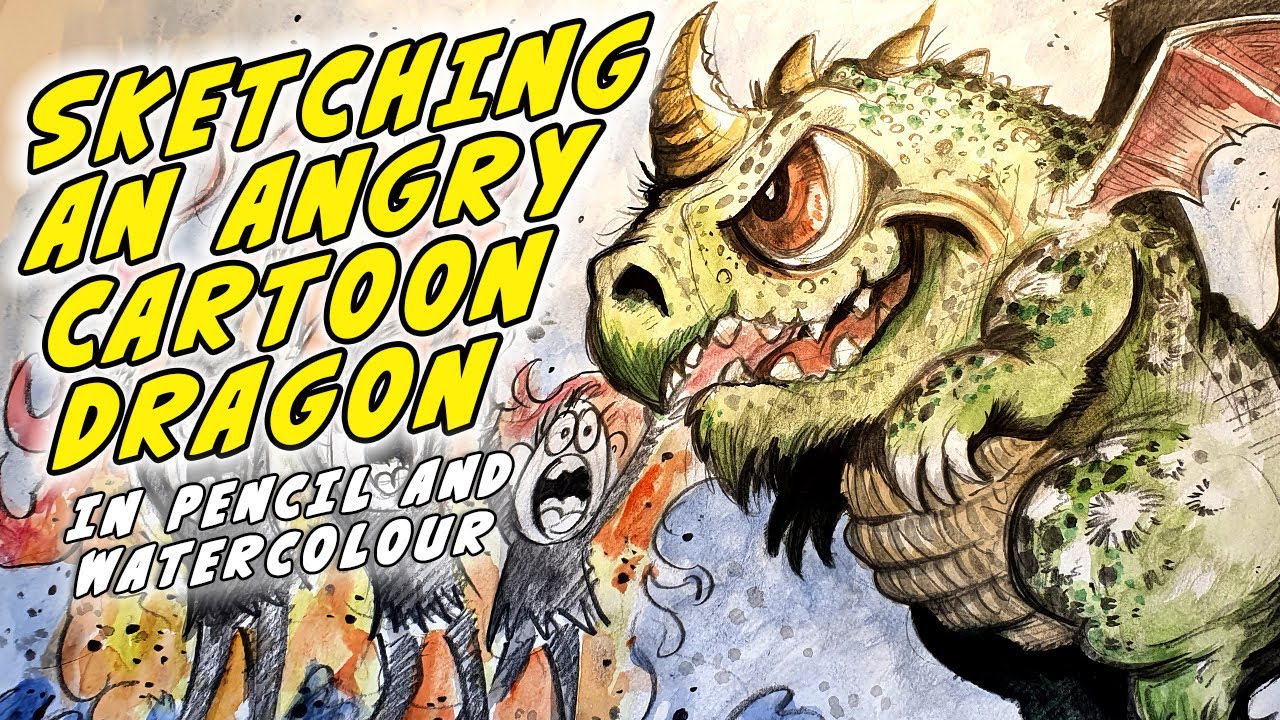 Sketching An Angry Cartoon Dragon - After Hours Live Stream - YouTube