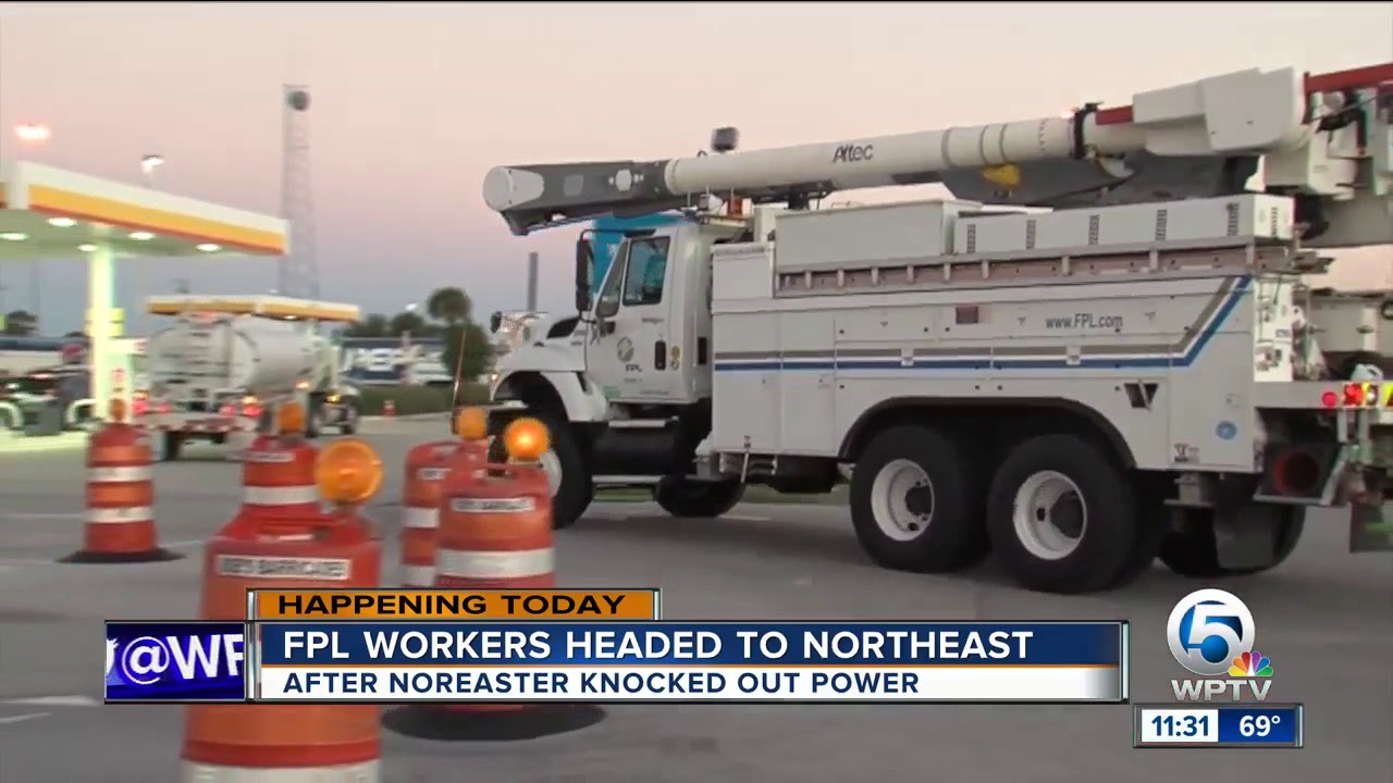 FPL crews head to New England to restore power after storm - YouTube