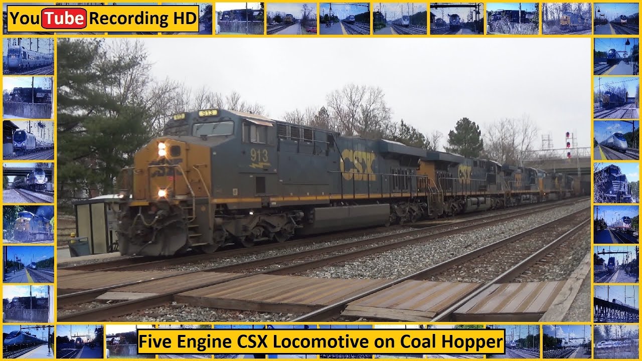 Five Engine CSX Locomotive on Coal Hopper - YouTube Recording HD - YouTube