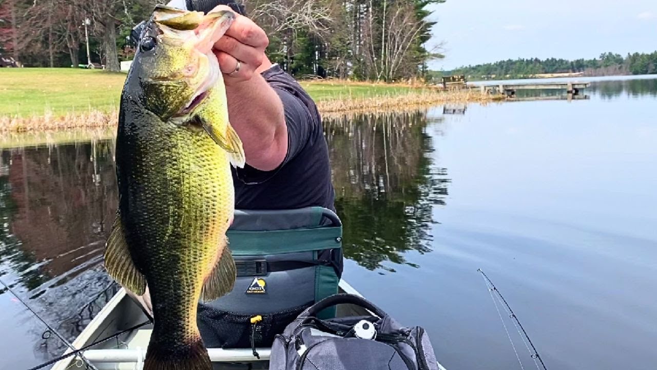 Spring Largemouth Bass Fishing in Canoe & Camping - YouTube
