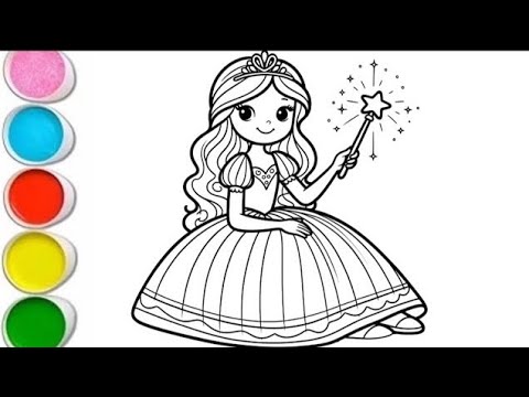 How to drow easy step by step cute princess drowning coloring for kids ...