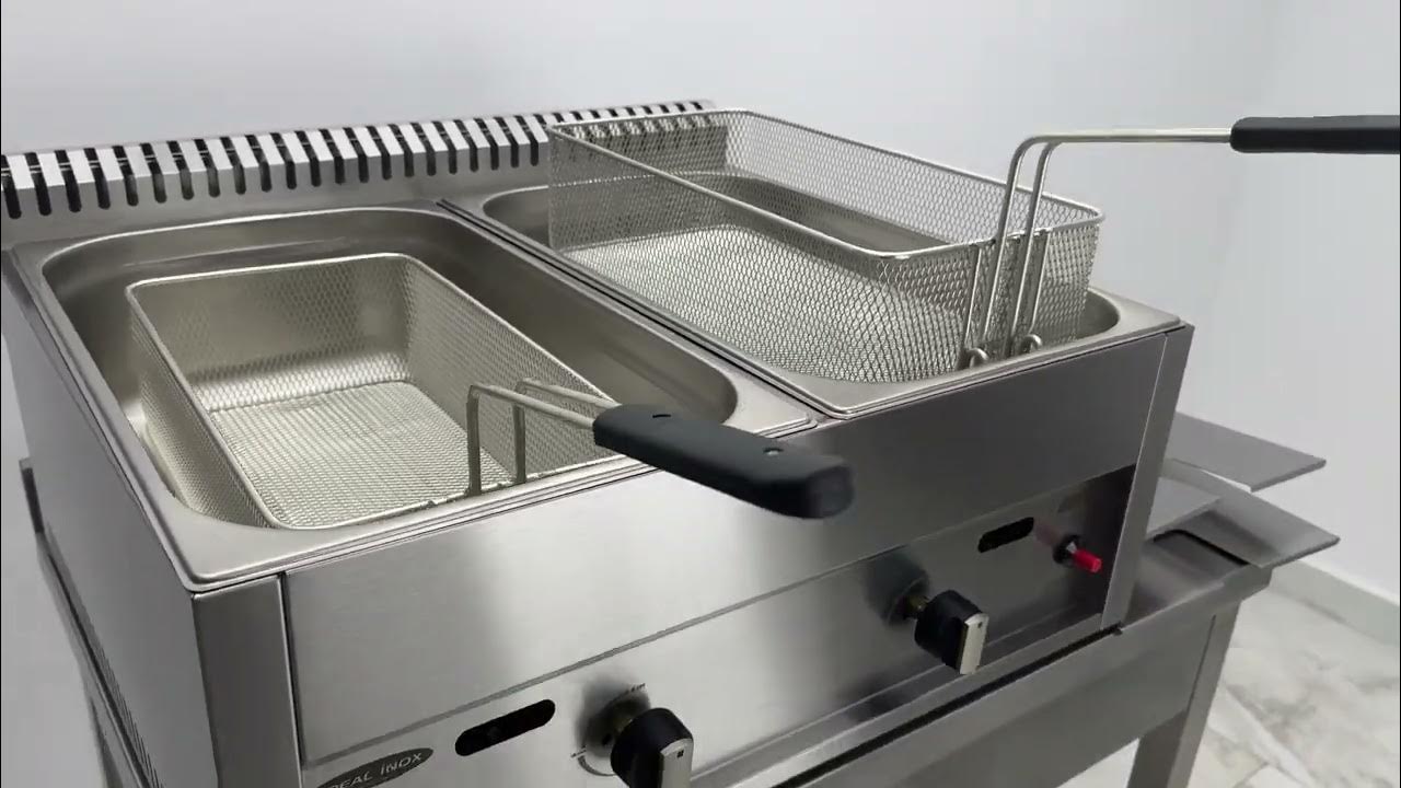 Friteuza profesionala pe butelie sau gaz natural cu 2 cuve mari, Ideal Inox, 10+10 l, Linia Star ...