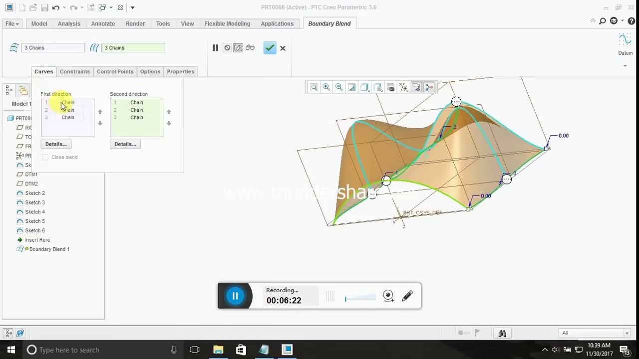 BOUNDARY BLEND in creo 3 0 - YouTube
