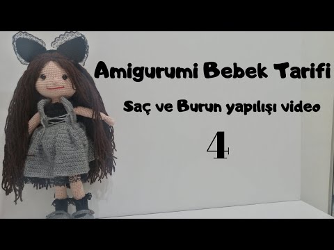 Amigurumi Bebek Tarifi - Saç ve burun yapılışı video 4