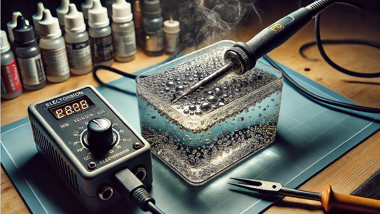 Put your electrical soldering iron in a salt water solution and Admire ...