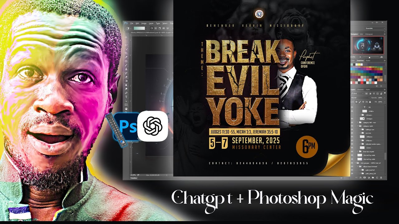 ChatGPT + Photoshop: Stunning 3D Text Effect Church Flyer Design ...
