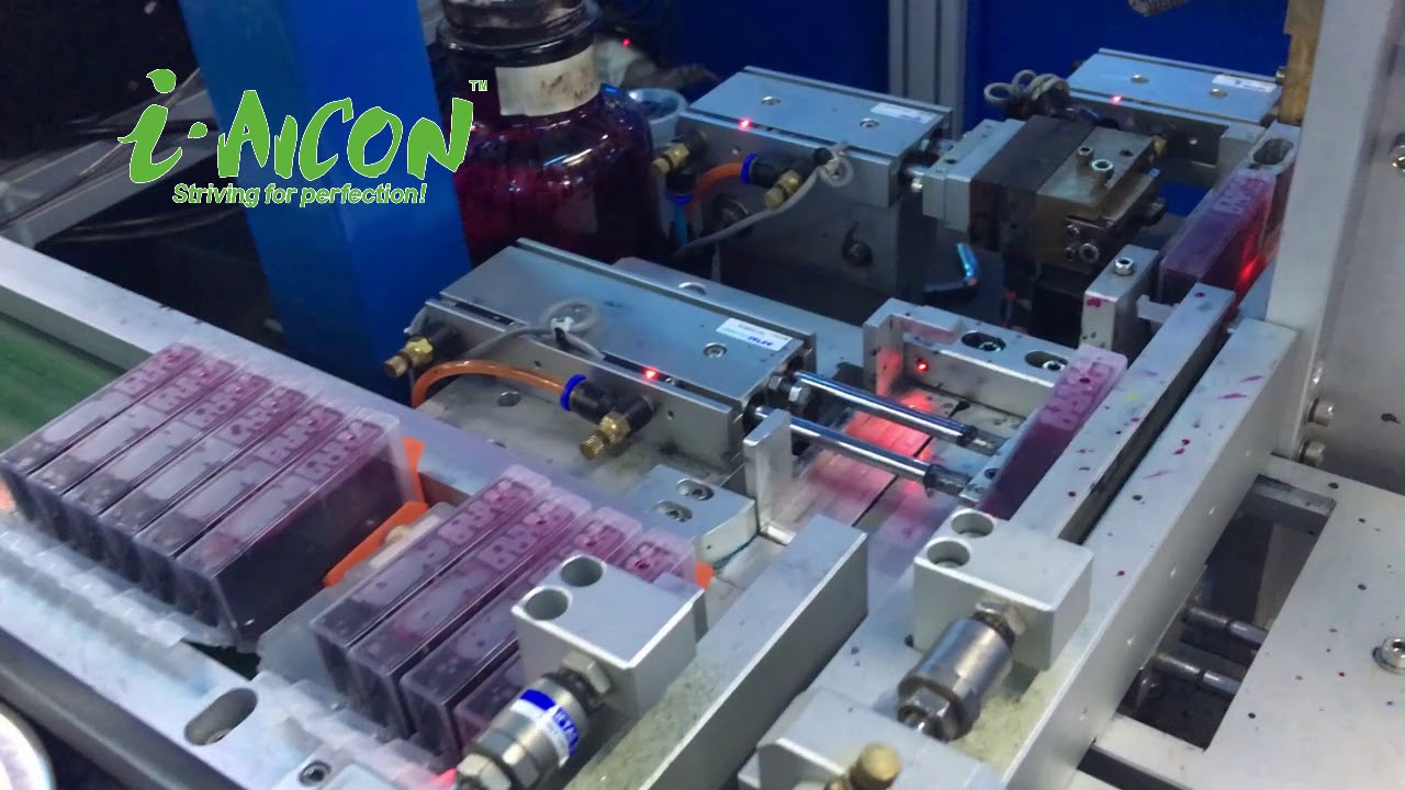 Aicon Ink cartridge automation production lines - YouTube