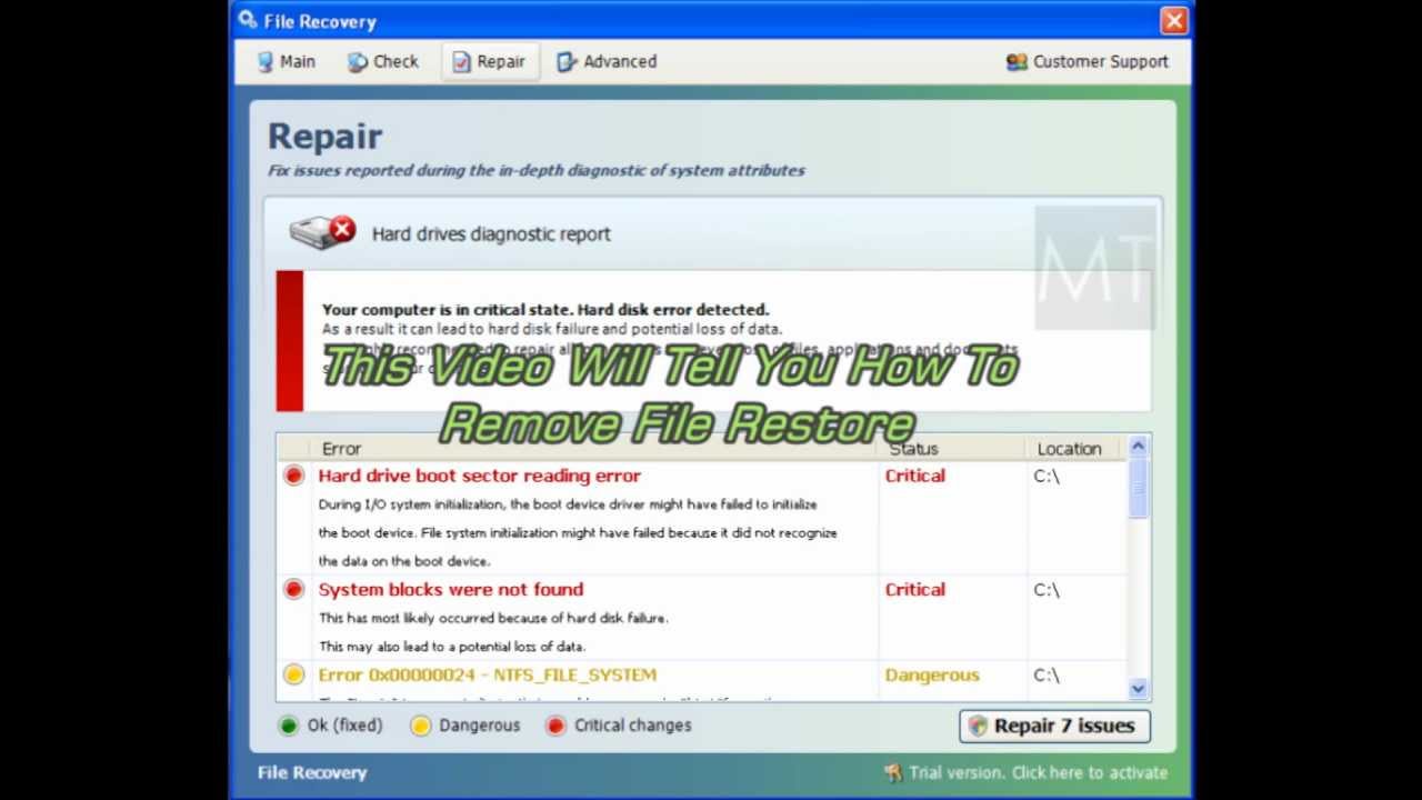 Remove File Restore Virus - YouTube
