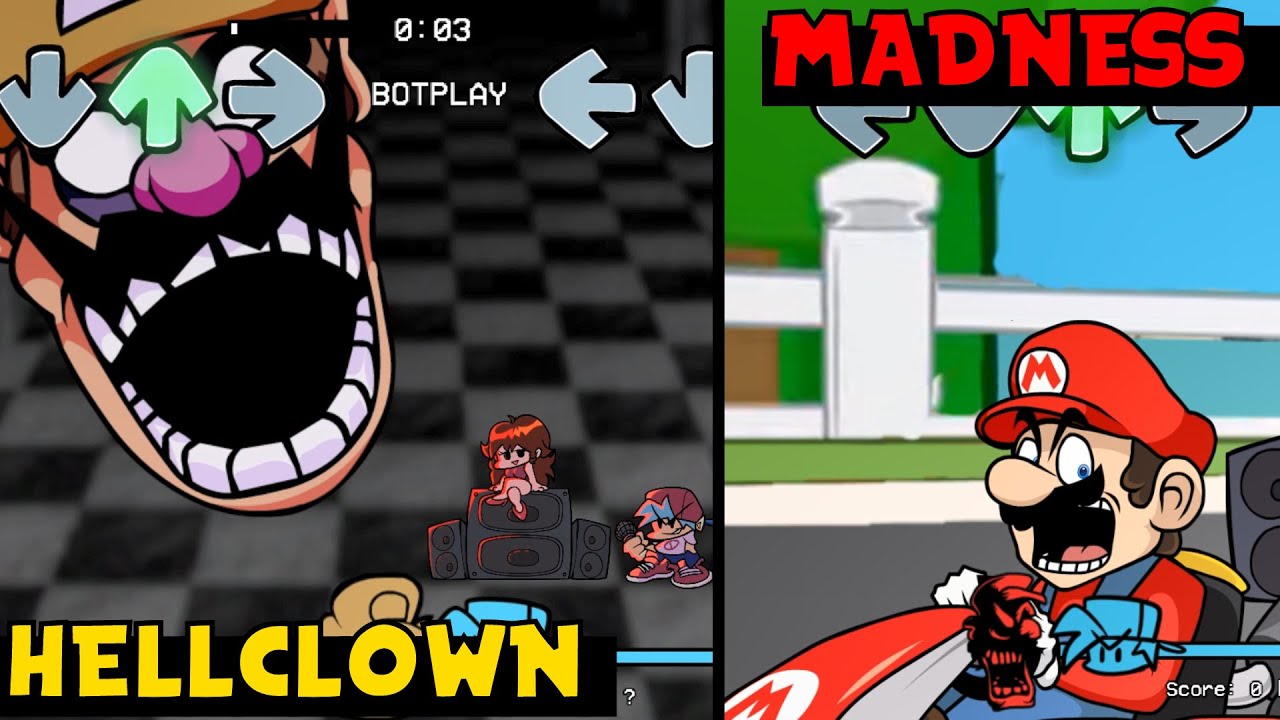 FNF: WARIO SINGS HELLCLOWN AND R. MARIO SINGS MADNESS / Mario&Tricky ...
