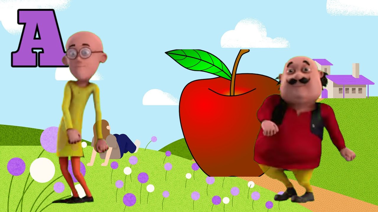 A for Apple B for Ball with Motu or Patlu dance|अ से अनार |ABCD song|Kids learning video| - YouTube