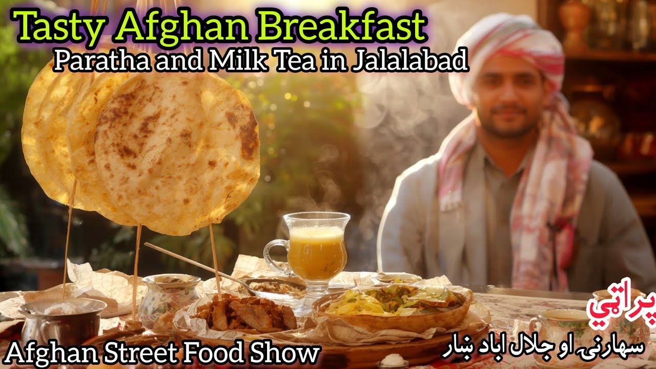 Tasty Afghan Breakfast | Paratha & Milk Tea in Jalalabad Afghanistan ...