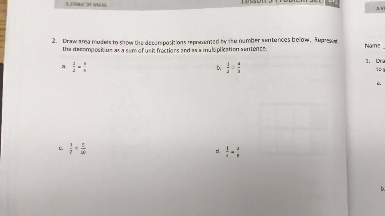 Decomposing unit fractions with area model - YouTube