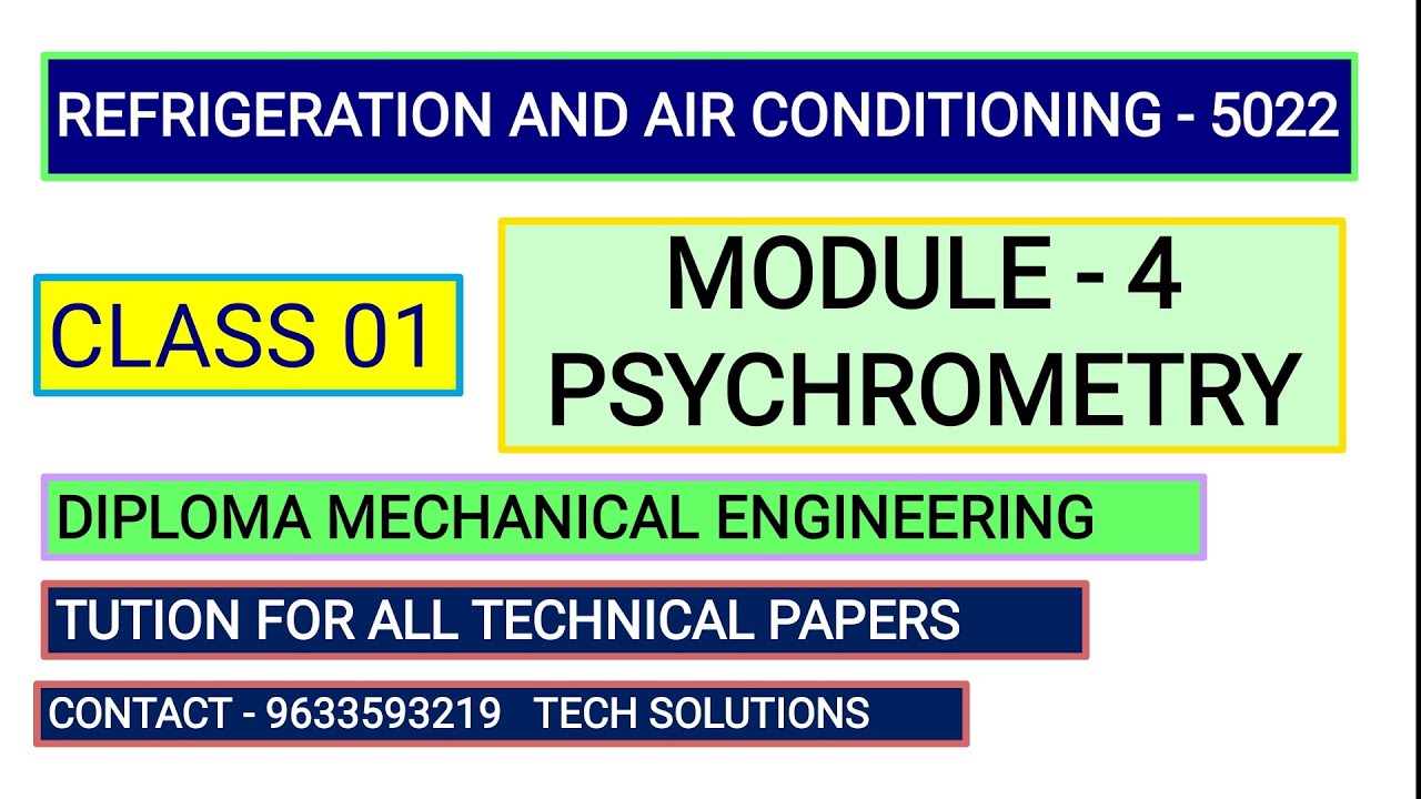 Refrigeration and Air conditioning Module 4 #Psychrometry Basics #air ...