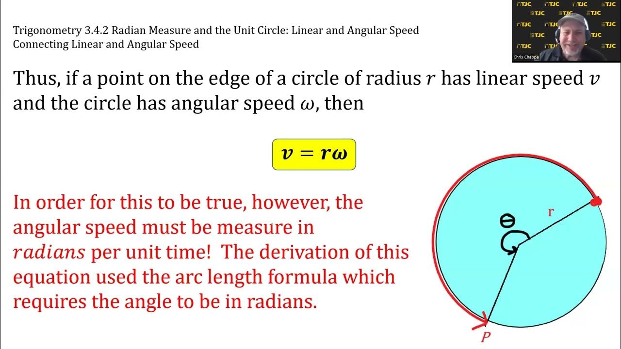 Trigonometry Video 3.4.2 Connecting Linear and Angular Speed - YouTube