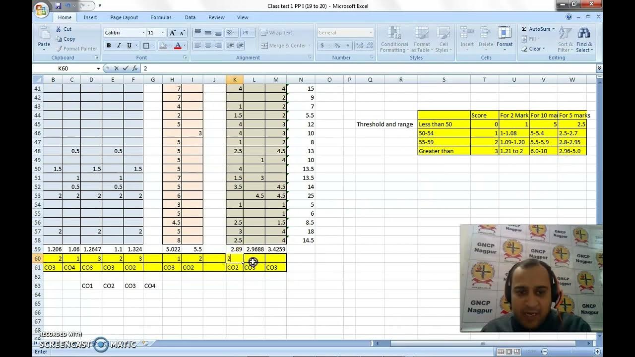CO attainment with excel CO po mapping simple way - YouTube
