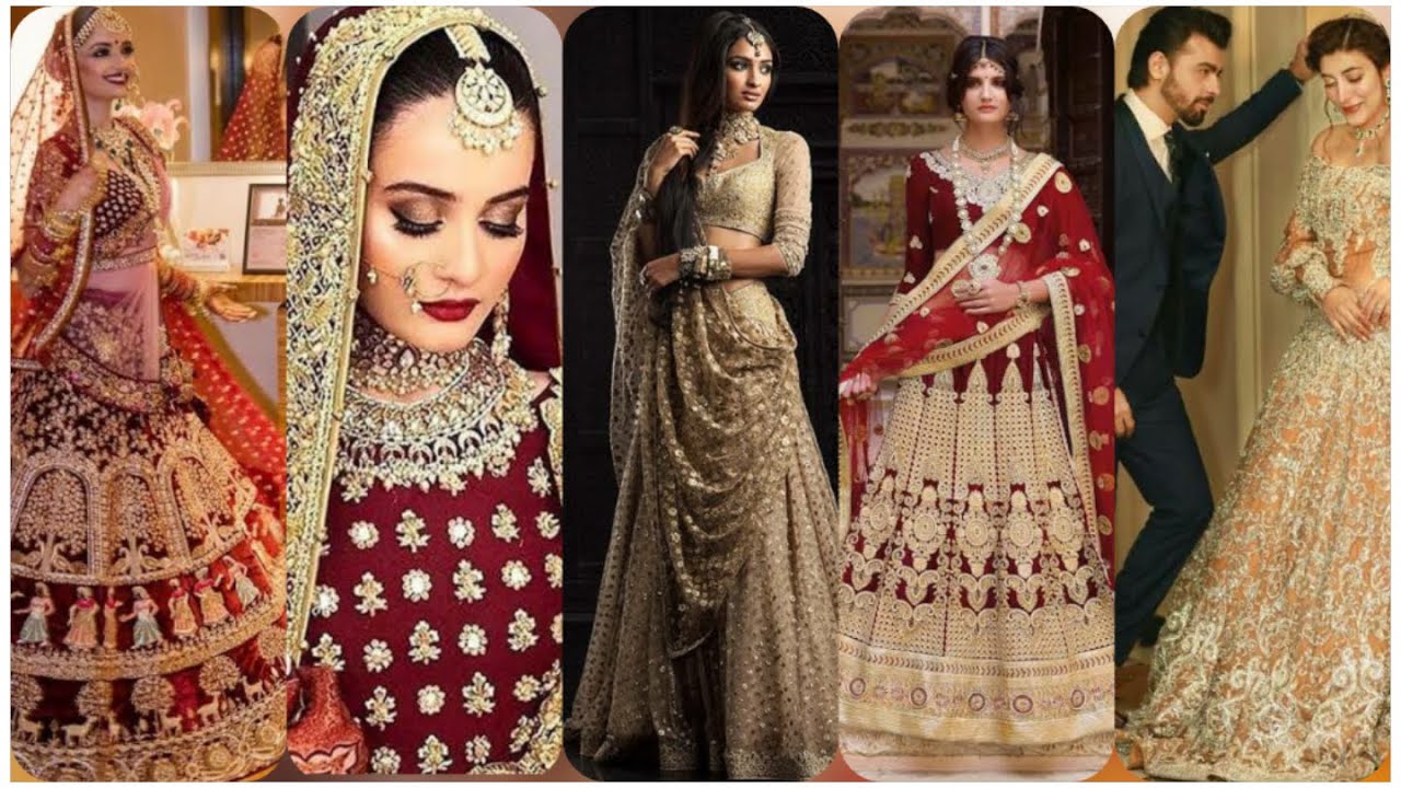 Heavy Embroidery Bridal dress design latest colour contrast collection ...