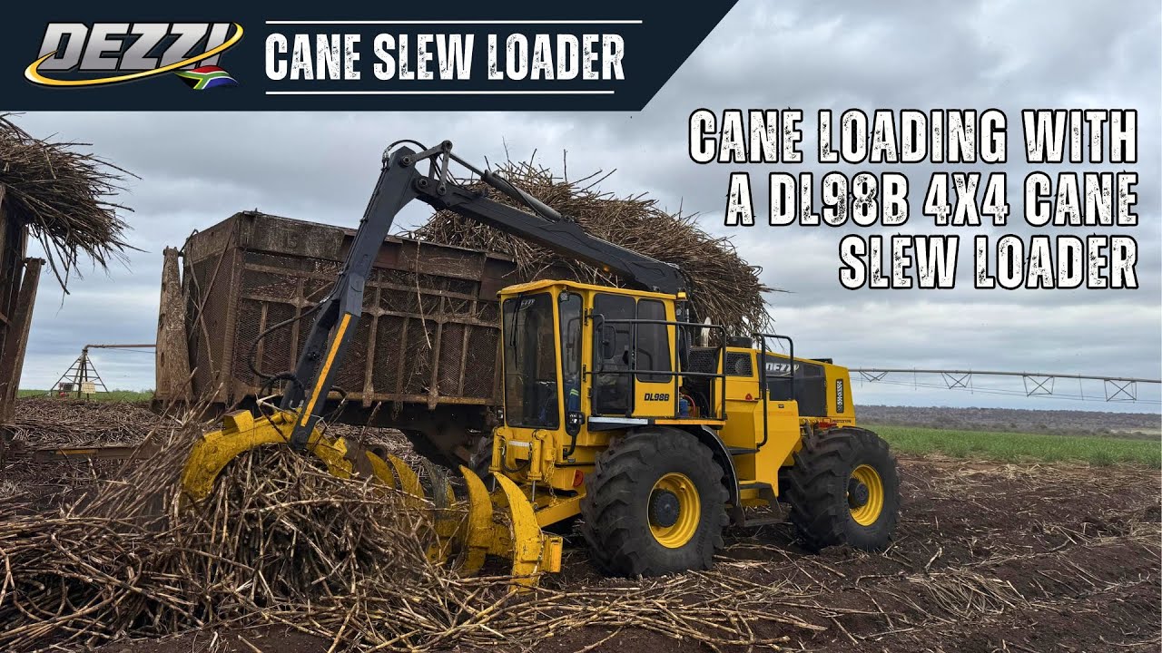 Cane Loading With the Dezzi DL98B 4x4 Slew Loader - YouTube