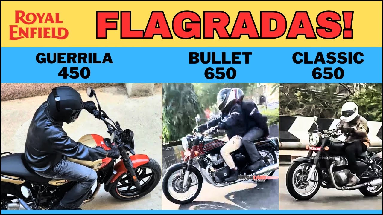 ROYAL ENFIELD GUERRILLA 450, BULLET 650 e CLASSIC 650 FLAGRADAS! - YouTube